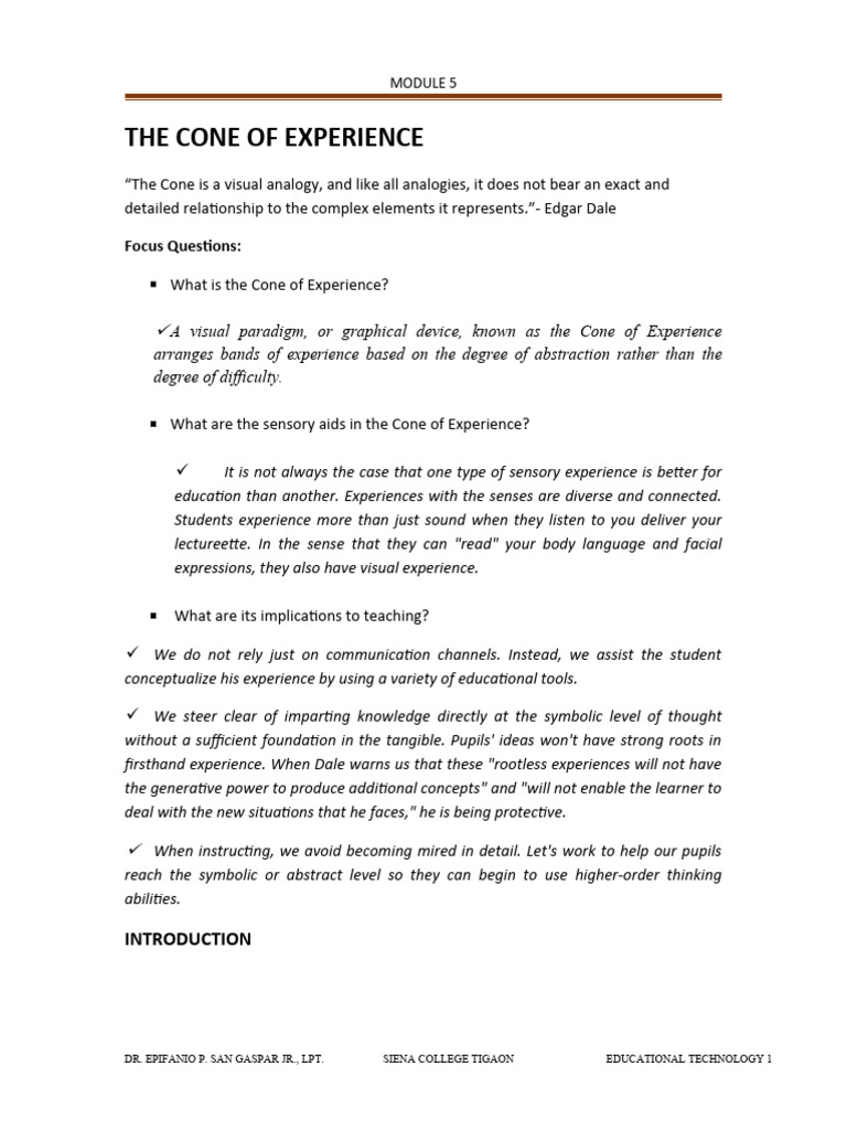 Lesson-5 | PDF | Experience | Abstraction