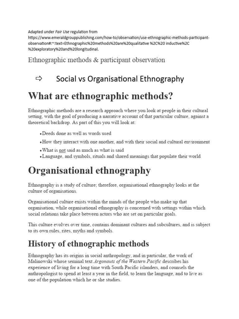 Ethnographic Research Overview | PDF | Ethnography | Anthropology