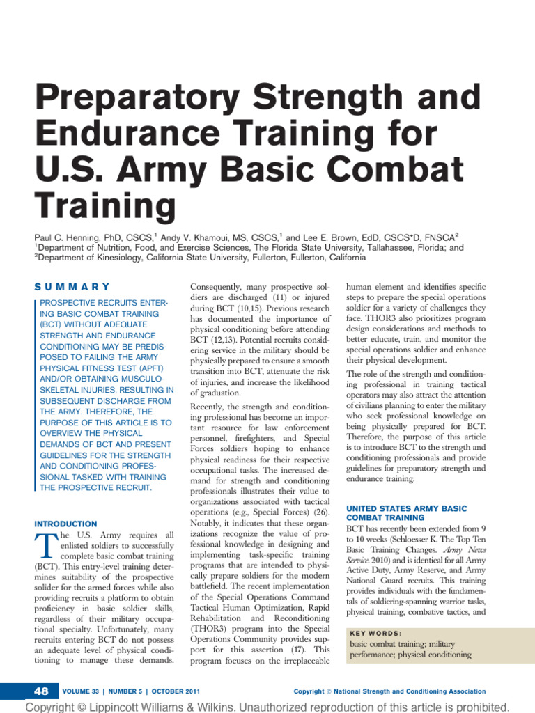 Preparatory Strength and Endurance Training For US | PDF | History