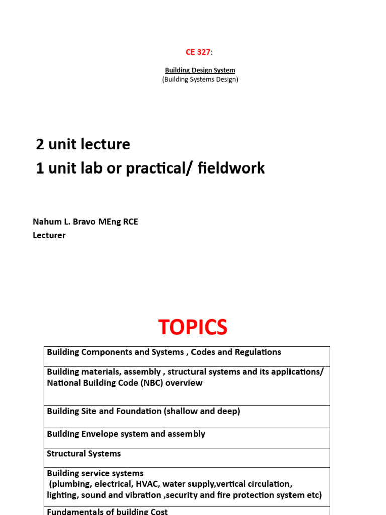 BDS PPT Lecture 1 | Download Free PDF | Structural Load | Building