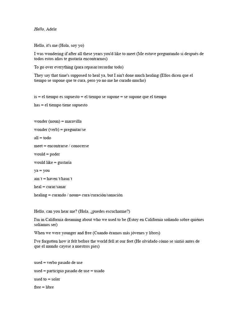 Hello, Adele - Docx - Documentos de Google | PDF | Spanish Language Music