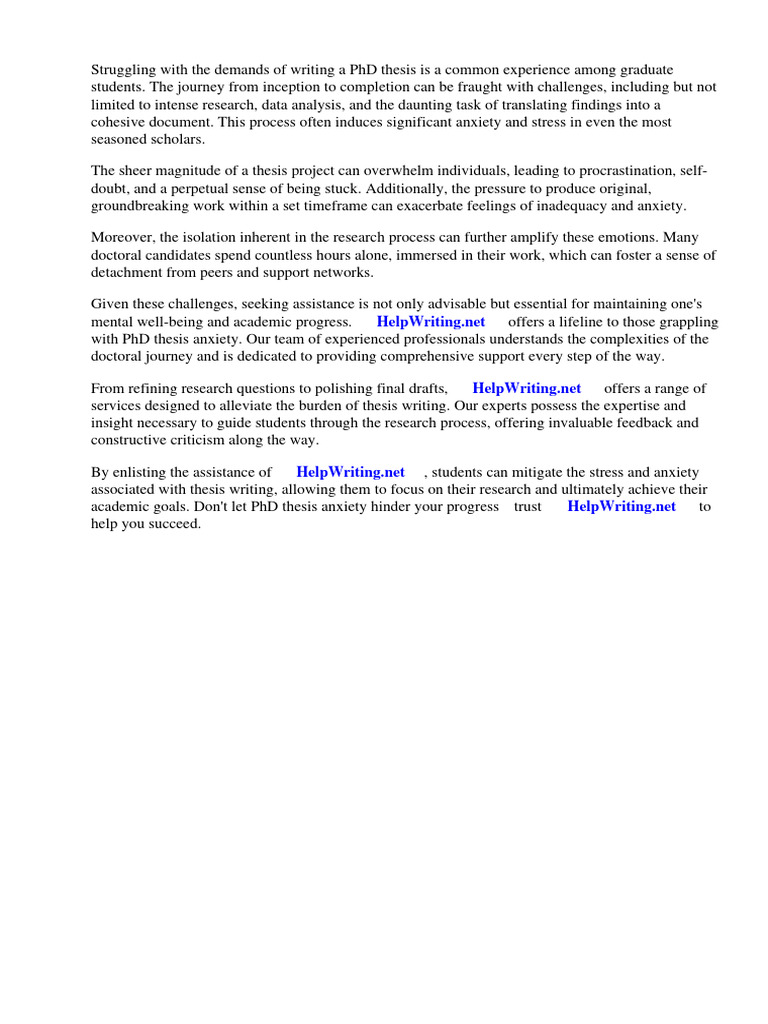 PHD Thesis Anxiety | PDF | Anxiety | Mental Disorder