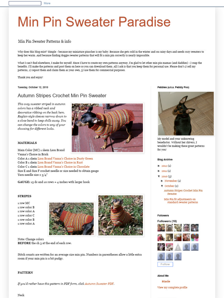 Min Pin Sweater Patterns | PDF | Clothing | Textile Arts