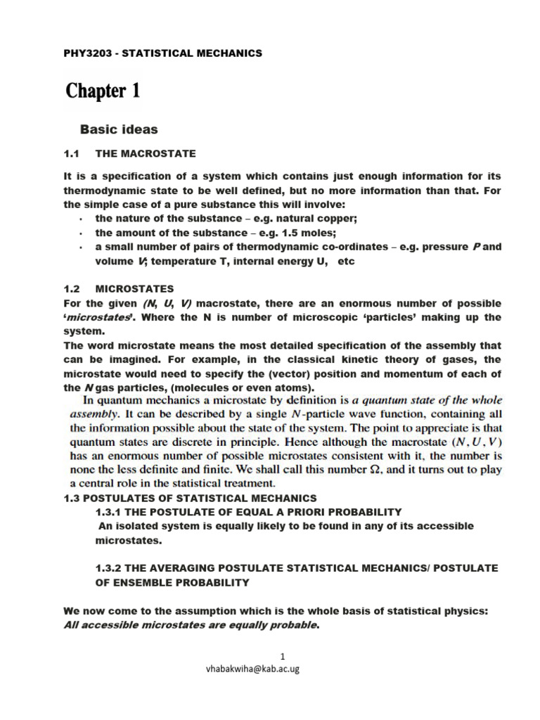 PHY323 Statistical Mechanics | PDF | Temperature | Gases