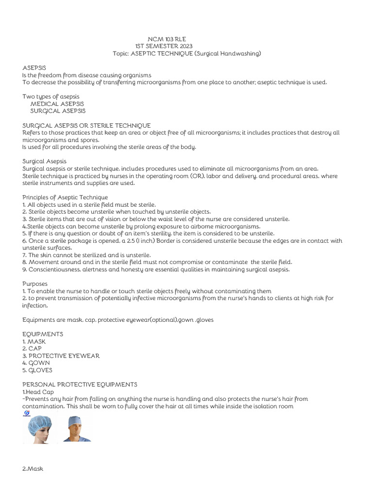 Surgical Aseptic Technique Guide | PDF | Surgery | Medicine