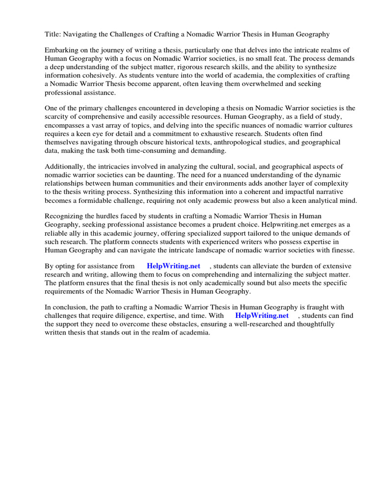 Nomadic Warrior Thesis Definition Human Geography | PDF | Huns | Geography