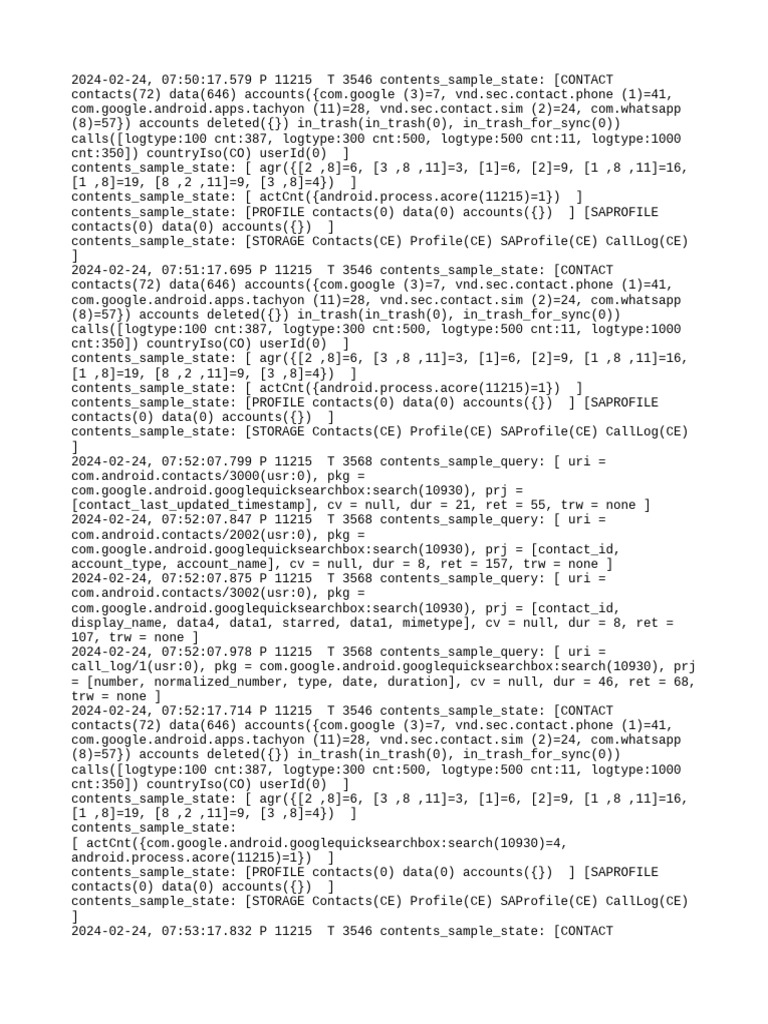 Android Contacts Log Analysis | PDF | Computing