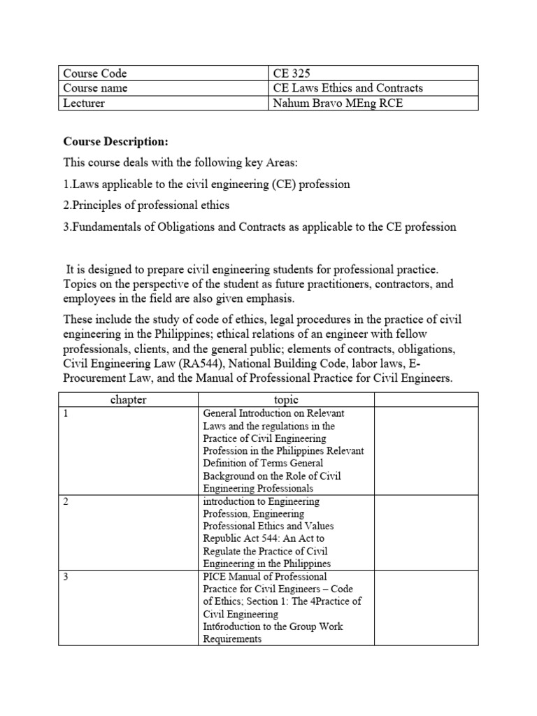 CE Laws and Ethics Lecture 1 | Download Free PDF | Morality | Civil Engineering