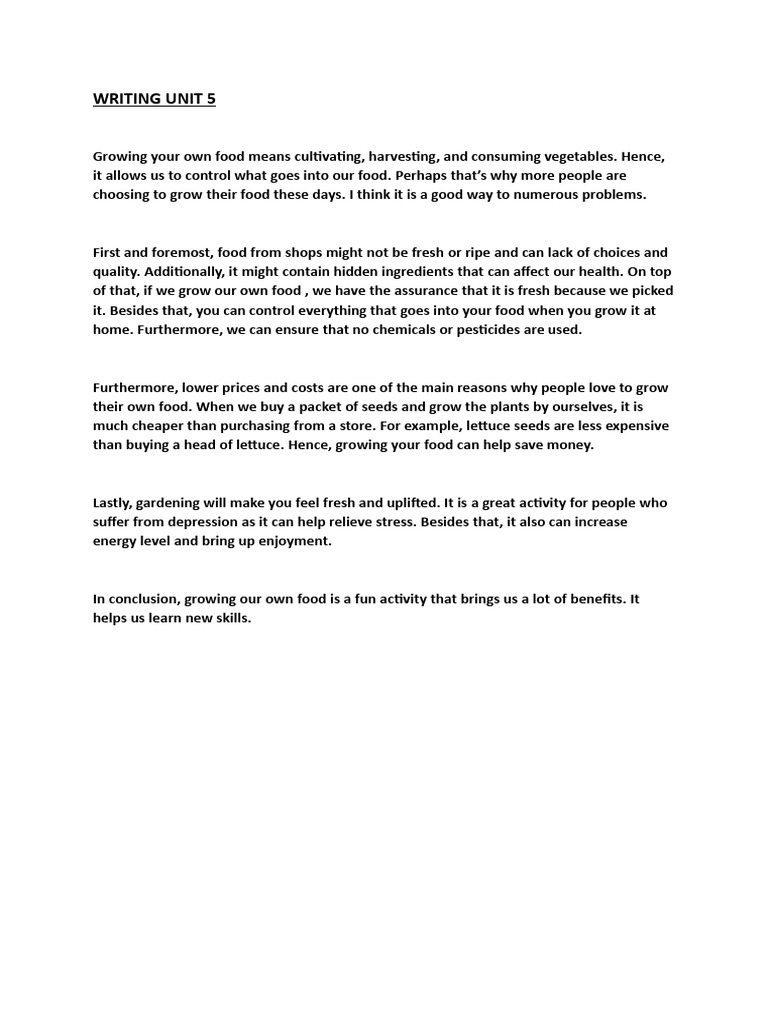 Writing Unit 5 | PDF