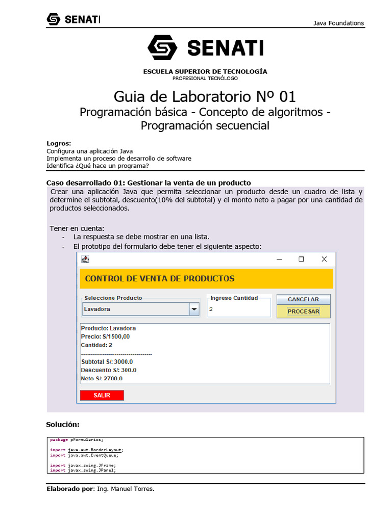 Guia de Laboratorio 01 - JF | PDF | Java (lenguaje de programación) | Tecnologías de la información