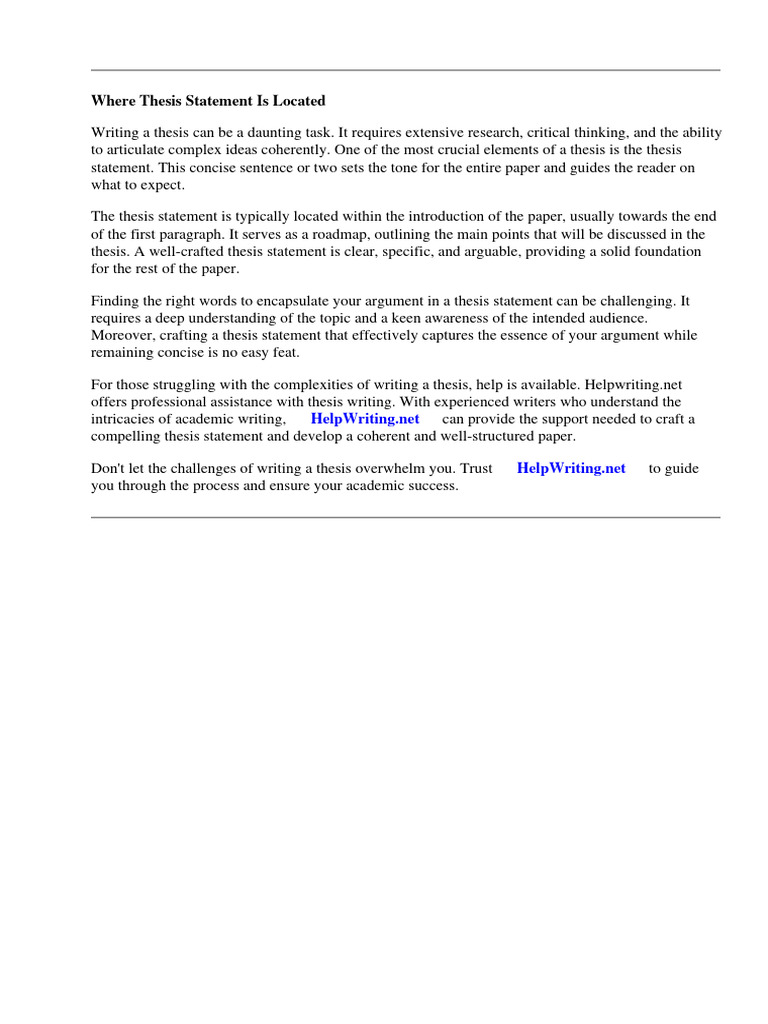 Thesis Statement Location Explained | PDF | Essays | Thesis