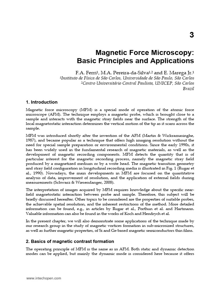 Intech-Magnetic Force Microscopy Basic Principles and Applications | PDF | Atomic Force ...
