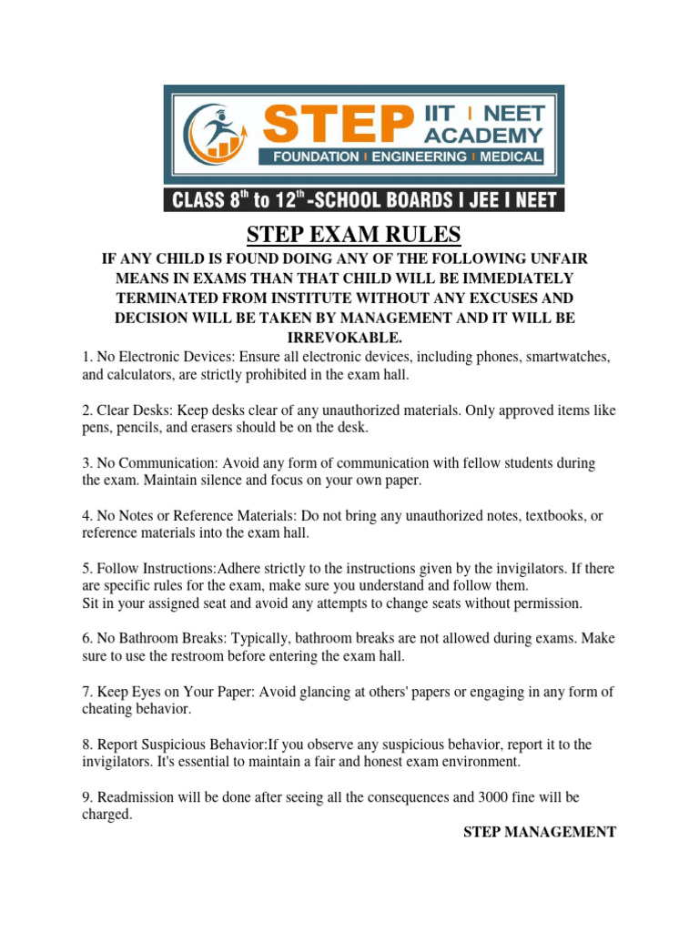 STEP EXAM RULES | PDF