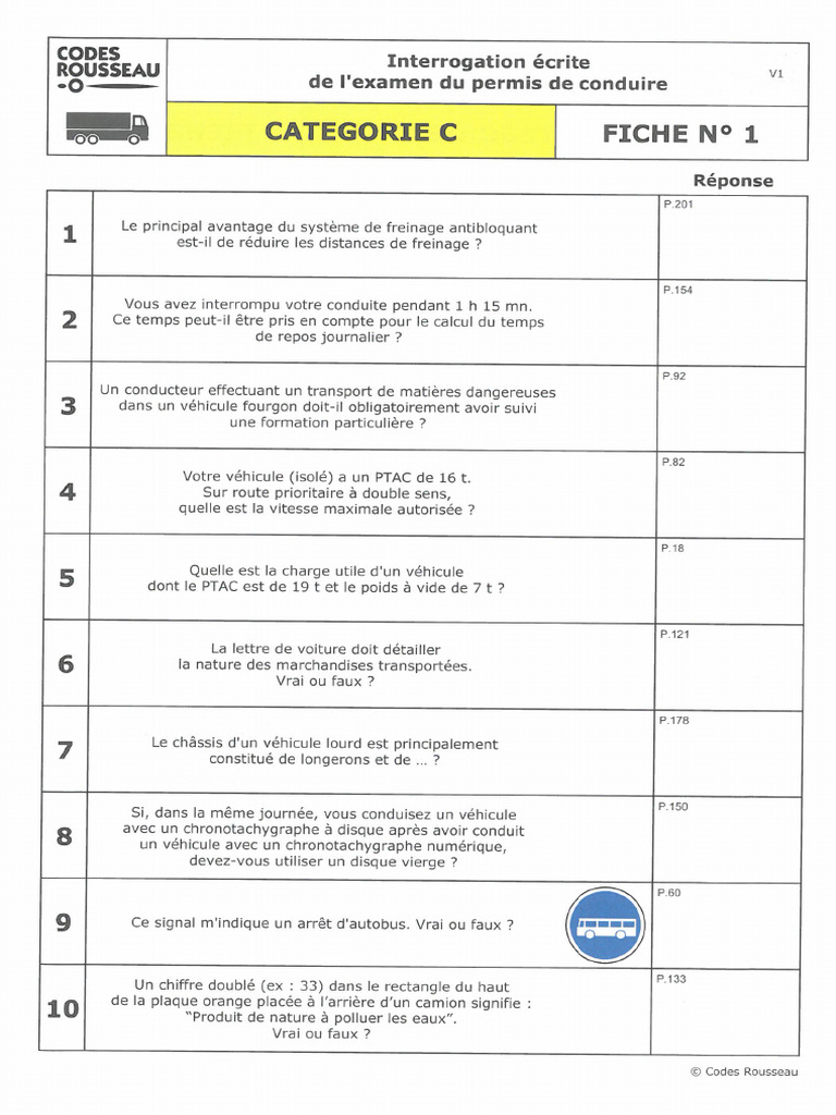 20 Fiches Permis C | PDF