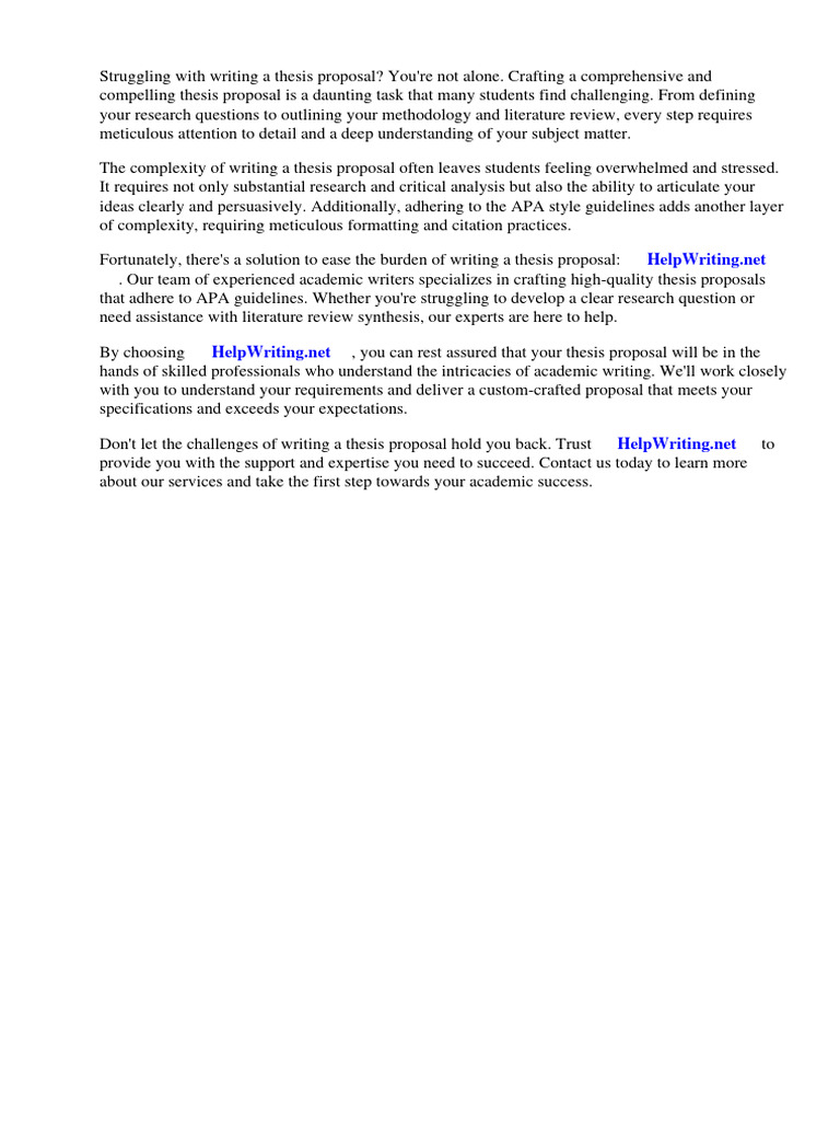 Thesis Proposal Example Apa | Download Free PDF | Thesis | Apa Style