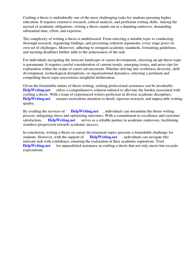 Career Development Thesis Topics | PDF | Thesis | Statistics