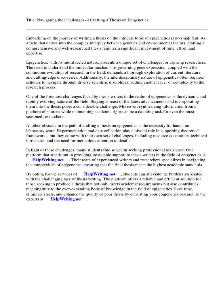 Thesis Epigenetics | PDF | Dna Methylation | Gene