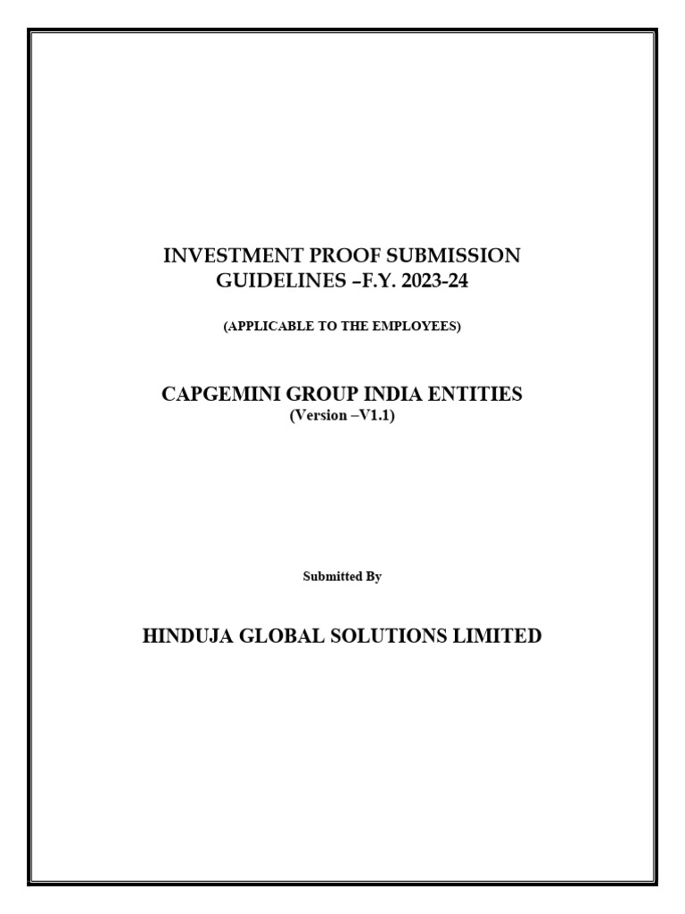 Investment Proof Submission Guidelines, FY 203-24 | PDF | Loans ...