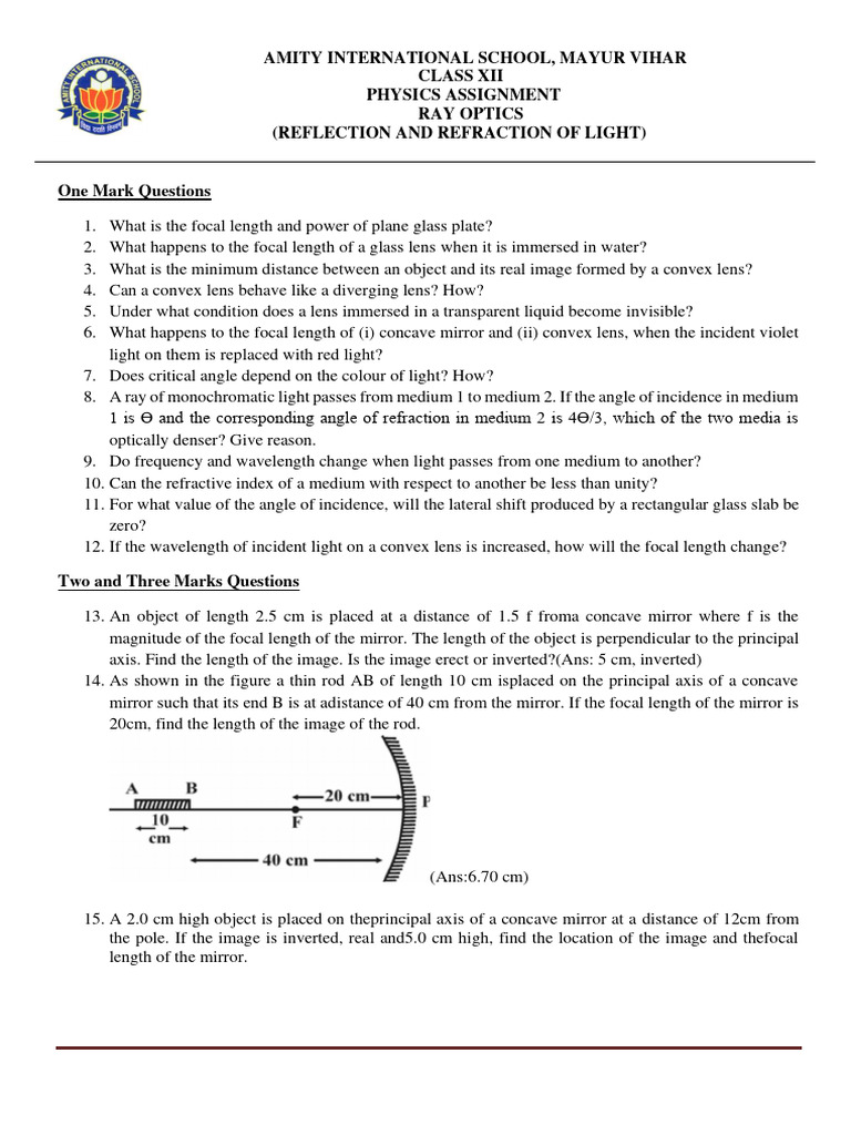 Ray Optics Assignment3 | Download Free PDF | Optics | Radiation