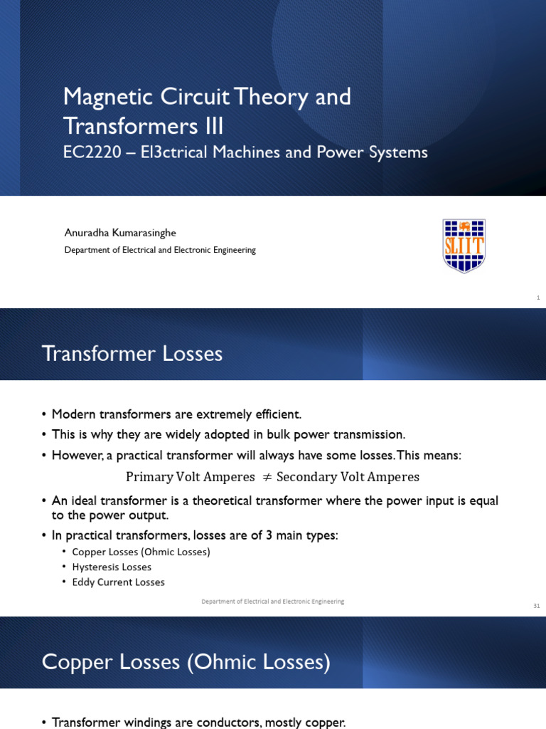 3. Magnetic Circuit Theory and Transformers III | PDF | Transformer ...