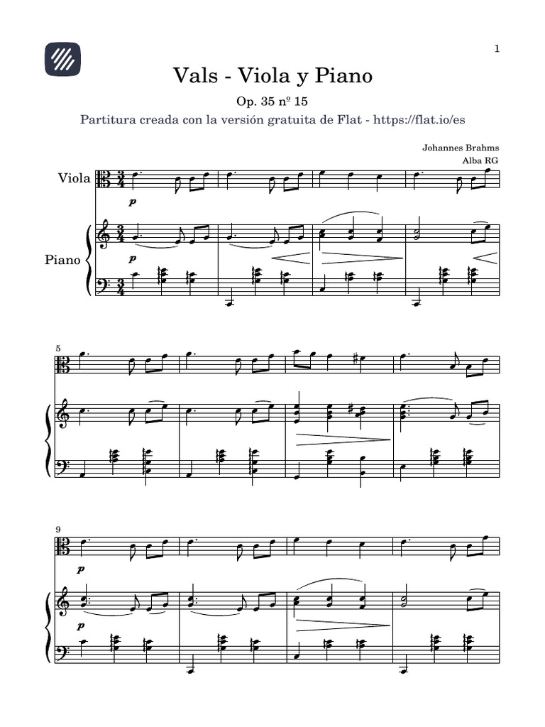 Vals - Viola y Piano | PDF