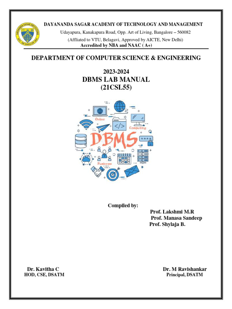 Dbms Manual 2023 24 | PDF | Relational Database | Databases