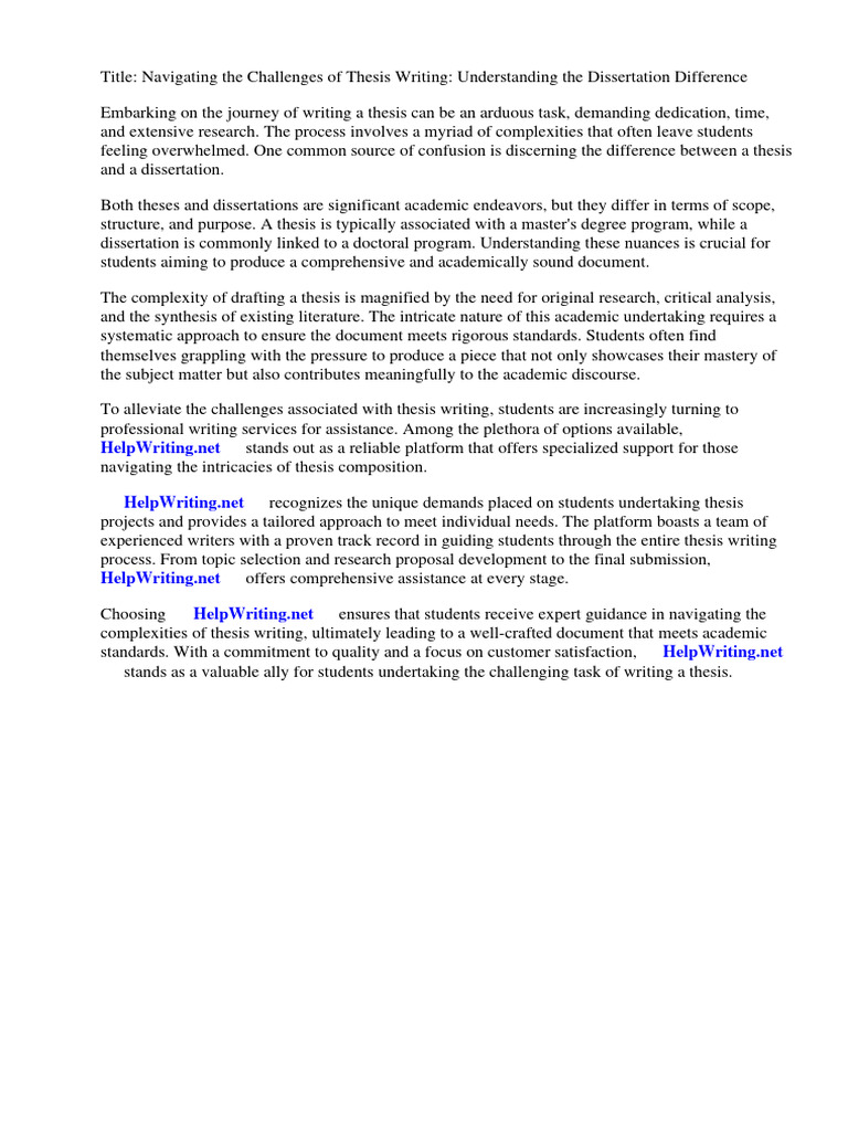 Thesis Dissertation Difference Between Two | PDF | Thesis | Doctor Of ...