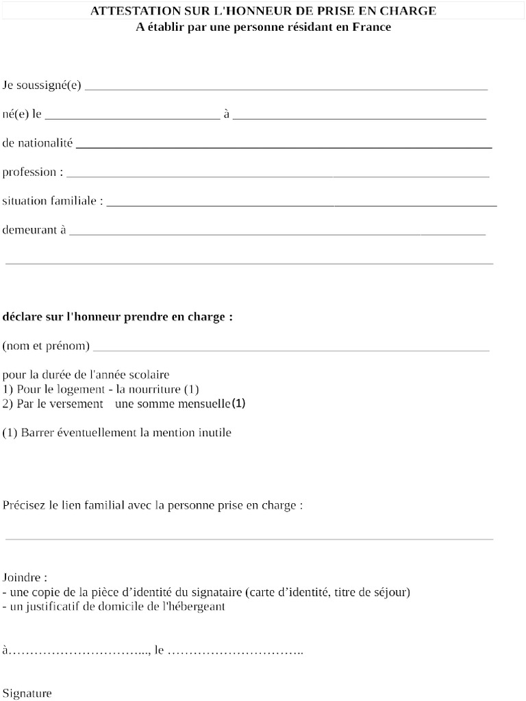 Modele Attestation de Prise en Charge | PDF