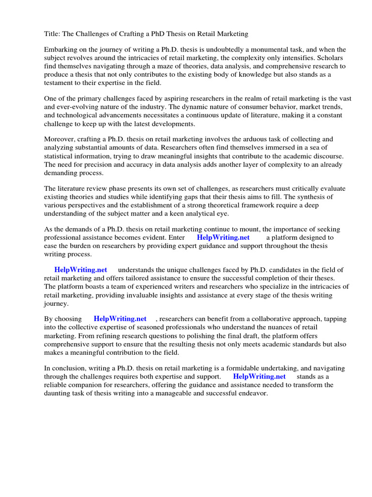 PHD Thesis On Retail Marketing | PDF | Thesis | Brand PHD Thesis On Retail Marketing | PDF | Thesis | Brand