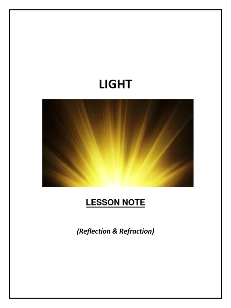 Lesson Note - Light and Waves Reflection Refraction | PDF | Reflection ...