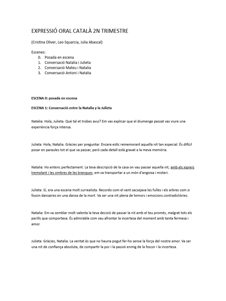 Expressió Oral Català 2n Trimestre | PDF