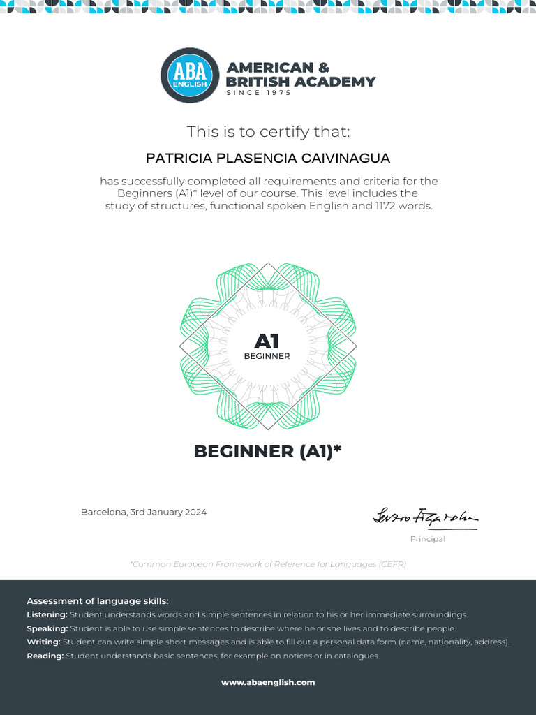ABA English Certificate - Beginner | PDF