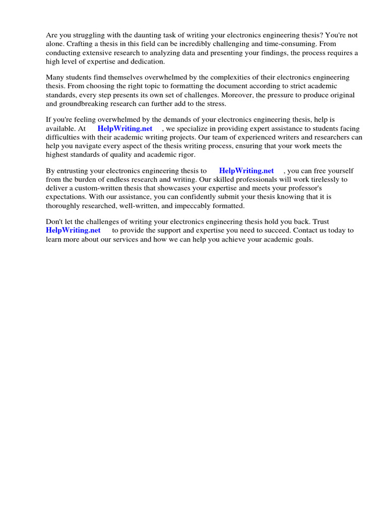 Electronics Engineering Thesis Sample | PDF | Thesis | Engineering