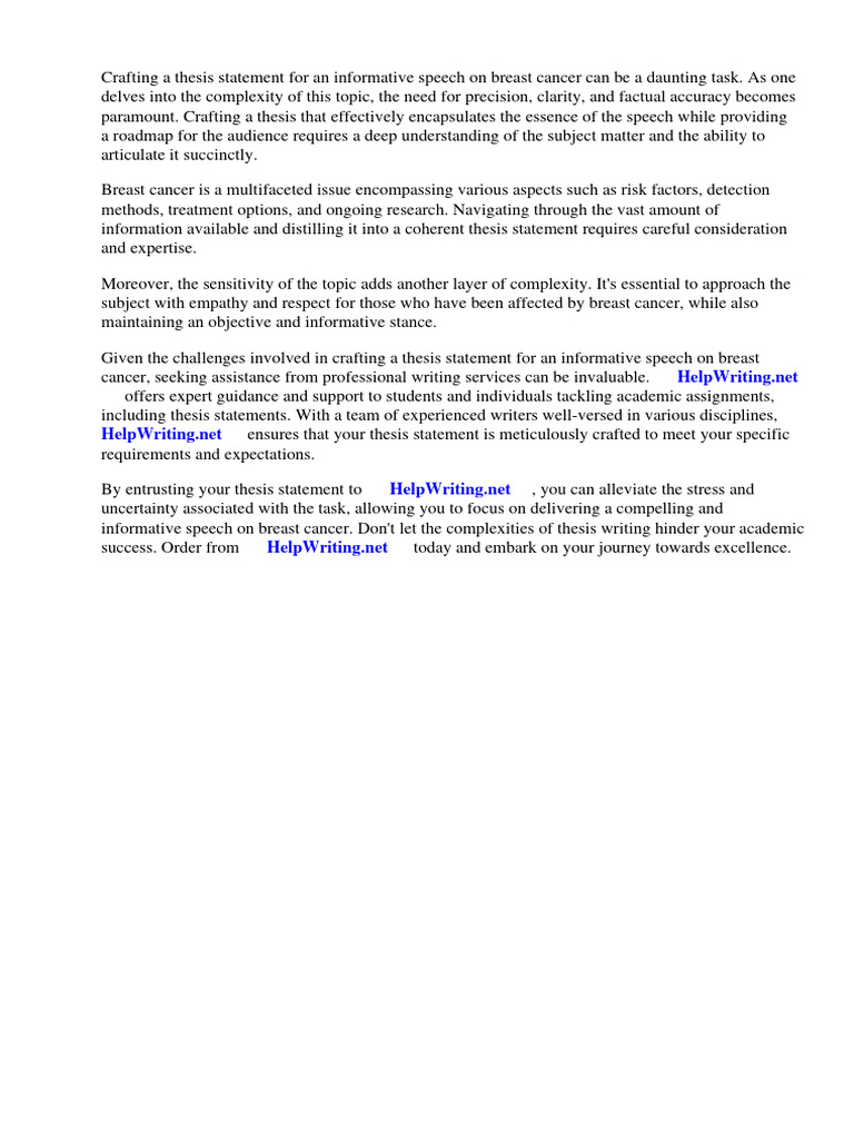 Thesis Statement For Informative Speech On Breast Cancer | PDF | Cancer ...