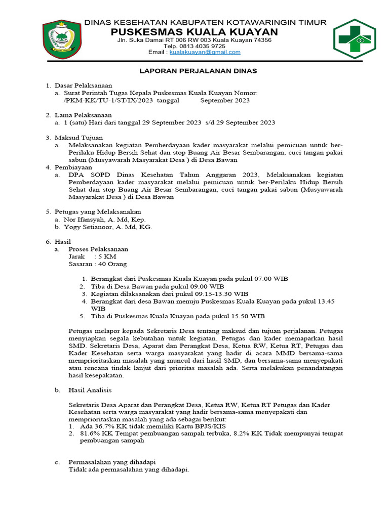 LPD MMD Bawan 2023 | PDF | Perjalanan | Kesehatan Holistik