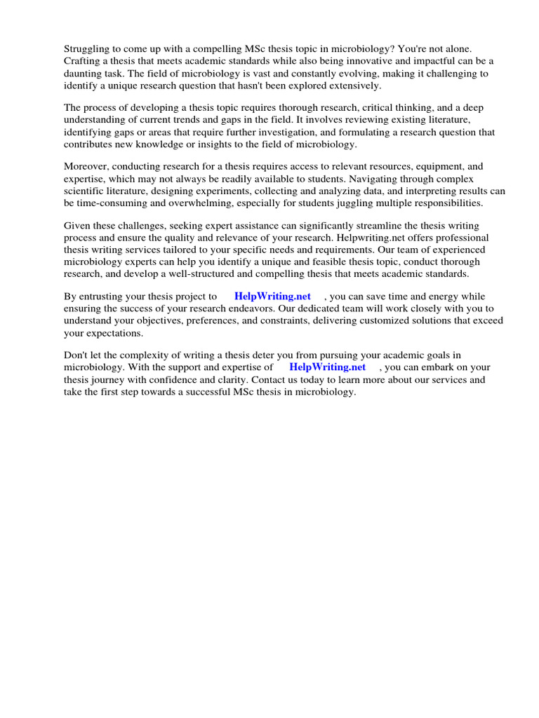 Msc Thesis Topics In Microbiology Download Free Pdf Pseudomonas Thesis