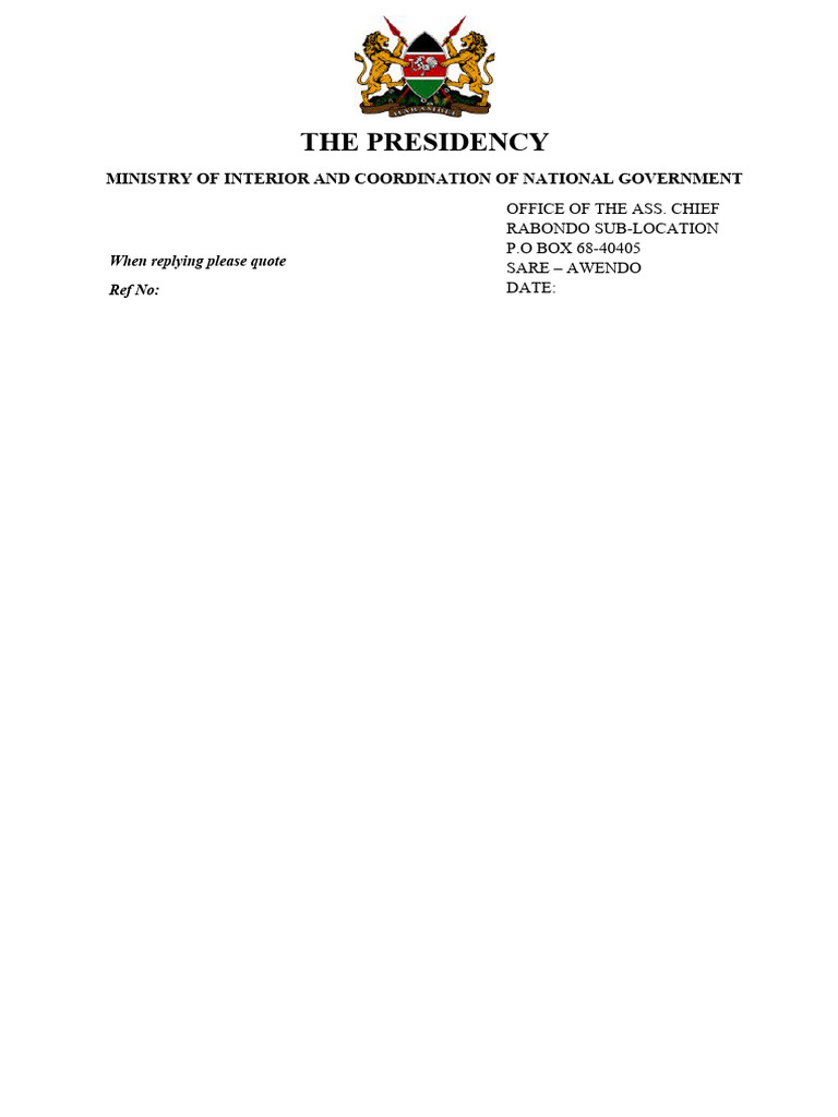 Assistant Chief Letterhead Template | PDF