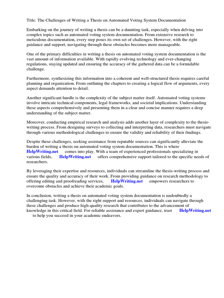Automated Voting System Thesis Documentation | PDF | Electronic Voting ...