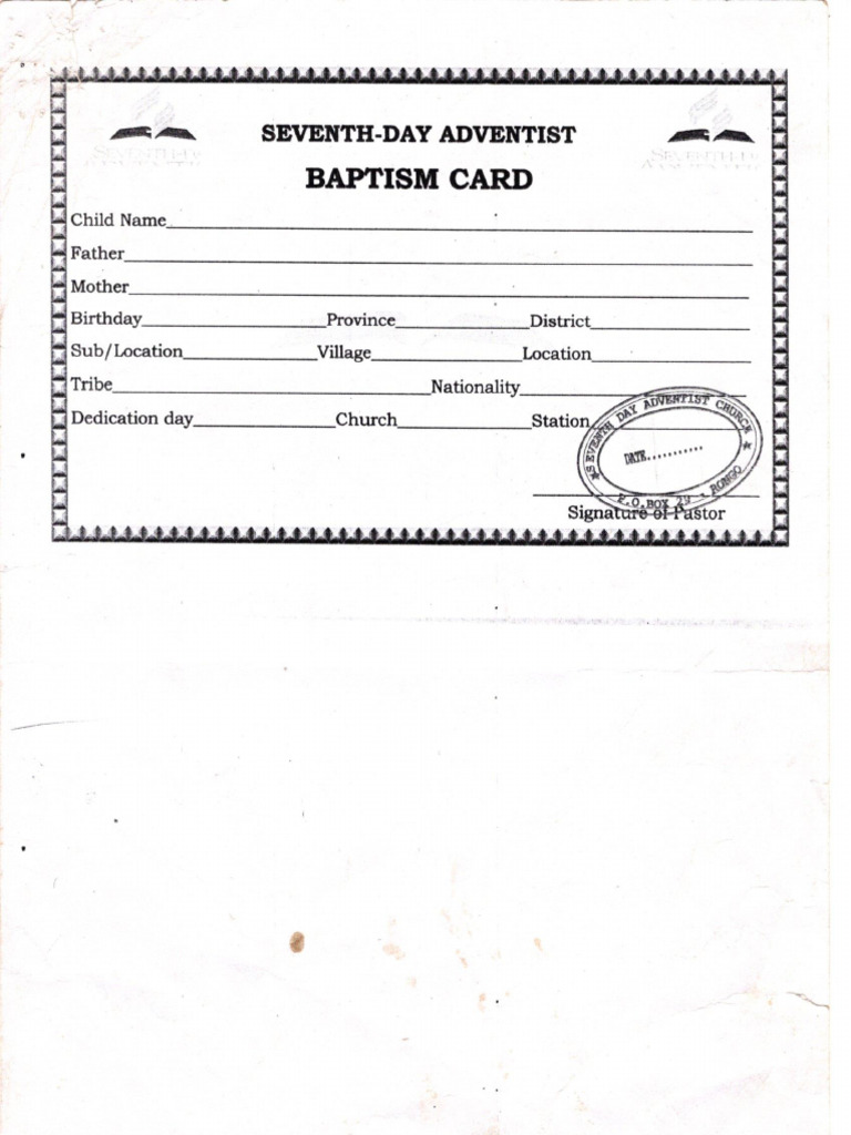 Sda Baptism Card | PDF