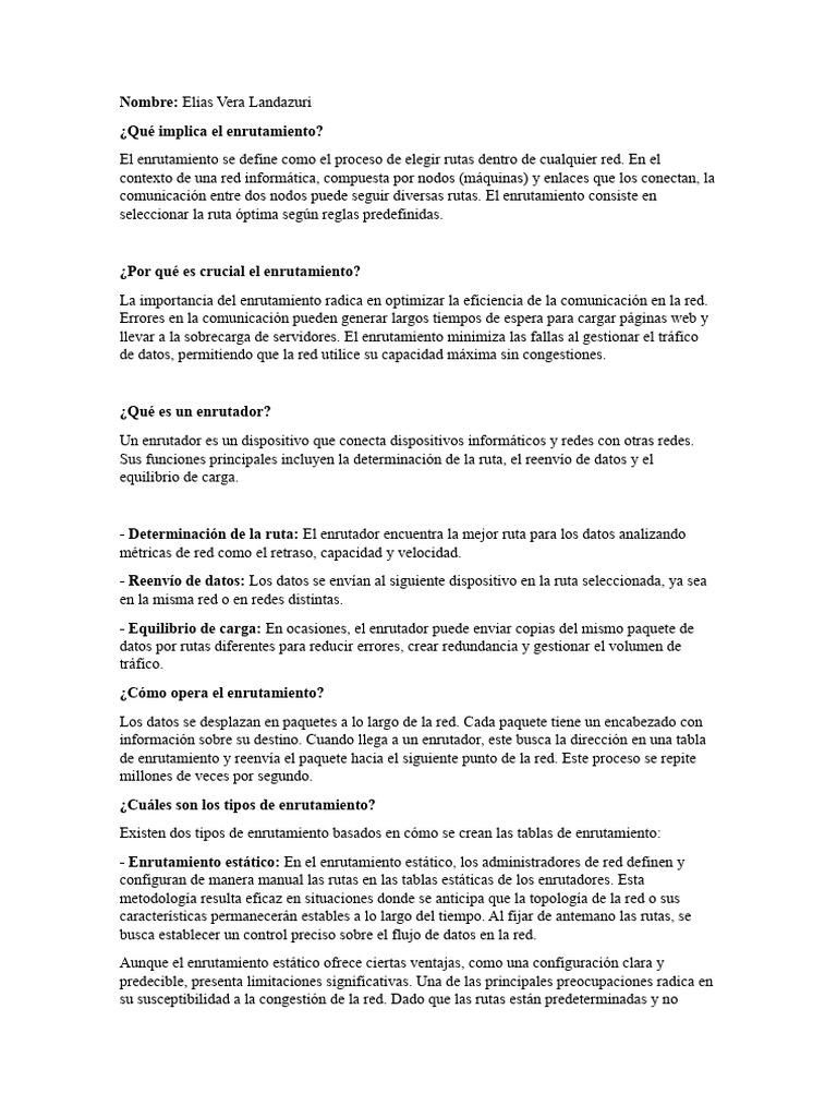 Enrutamiento Estatico y Dinamico | PDF | Enrutador (Computación) | Enrutamiento