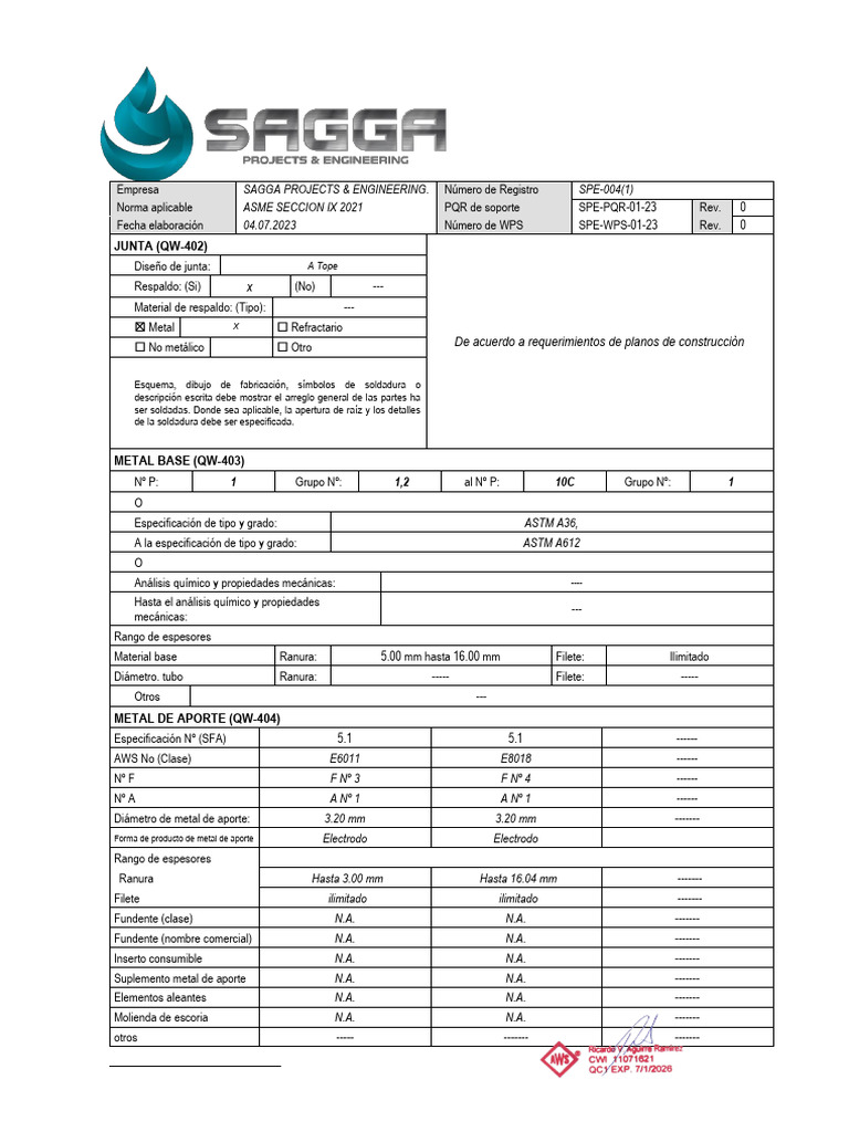 Sagga A36 A612 | PDF | Soldadura | Construcción