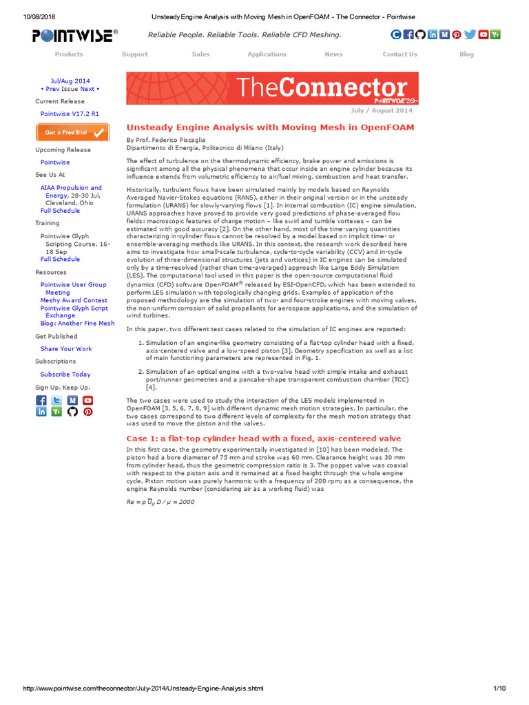 2014 Piscaglia - Unsteady Engine Analysis With Movinf Mech in OpenFOAM ...
