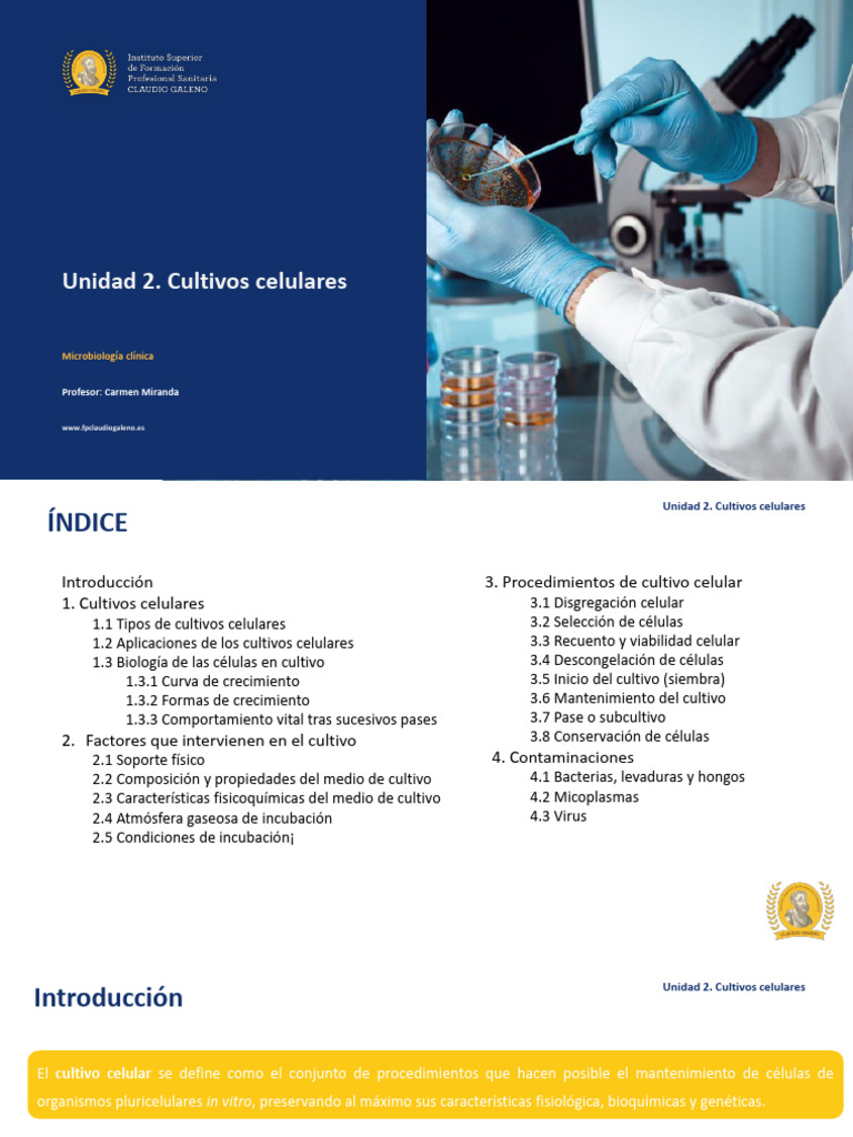 Presentación Tema 2 BMC | PDF | Cultivo de células | Crecimiento celular