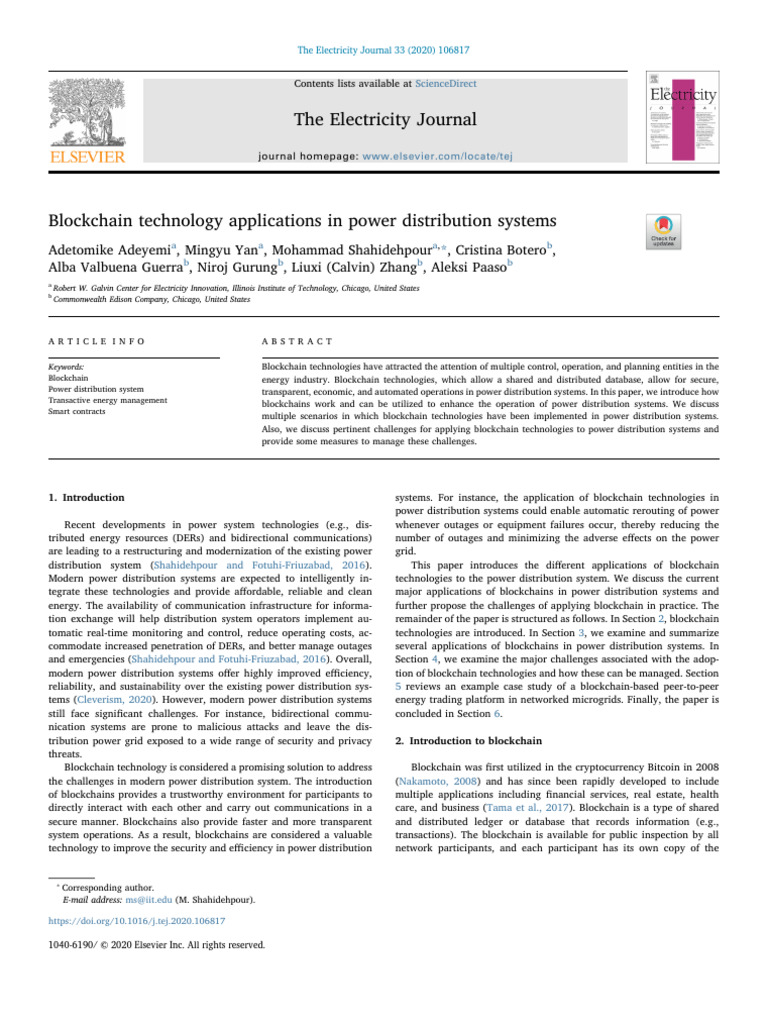 Blockchain in Power Distribution Systems | PDF | Cryptocurrency | Internet Of Things