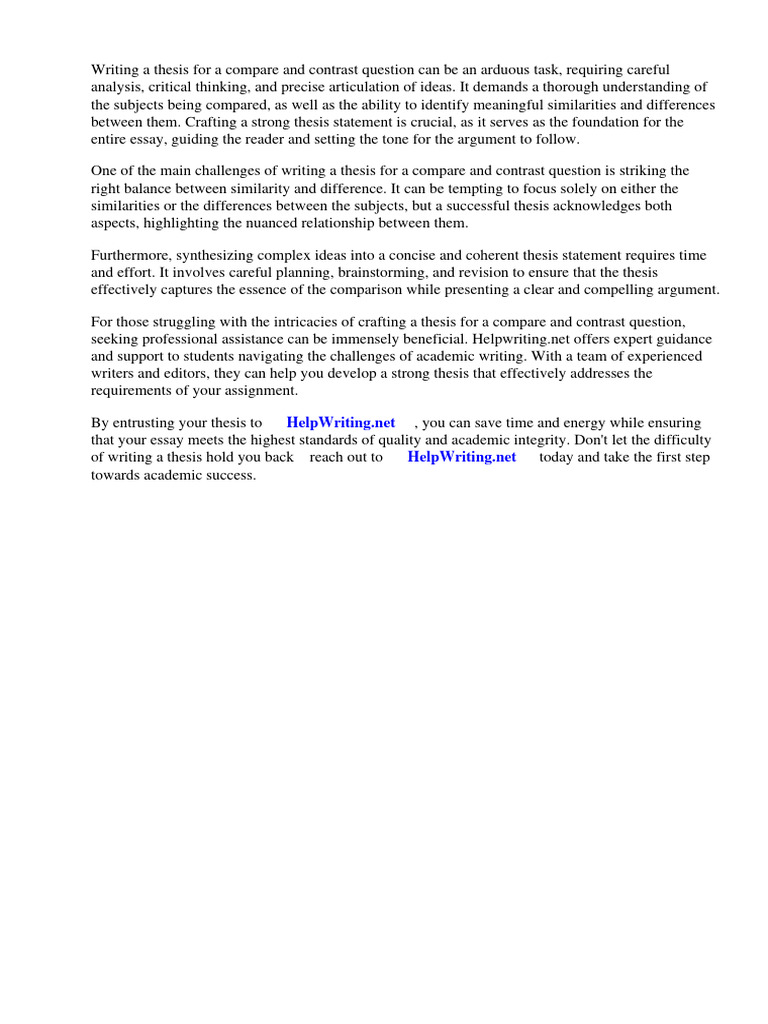 How To Write A Thesis For A Compare and Contrast Question | PDF ...