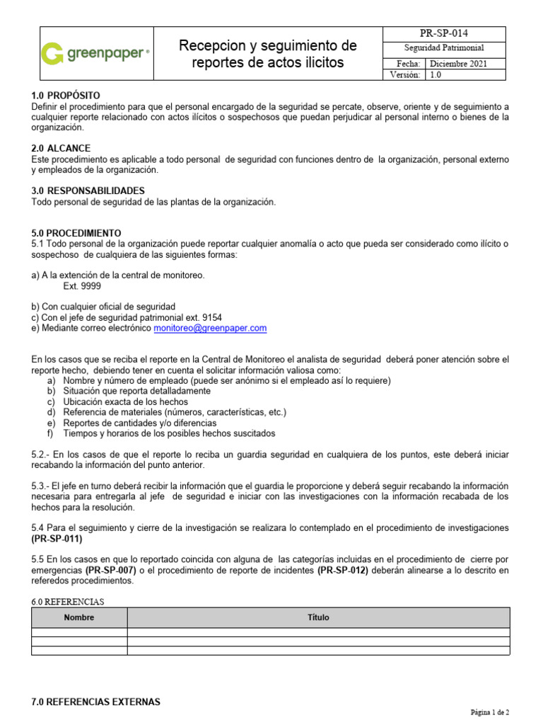 Procedimiento para Reportar Actos Ilícitos | PDF | Informática
