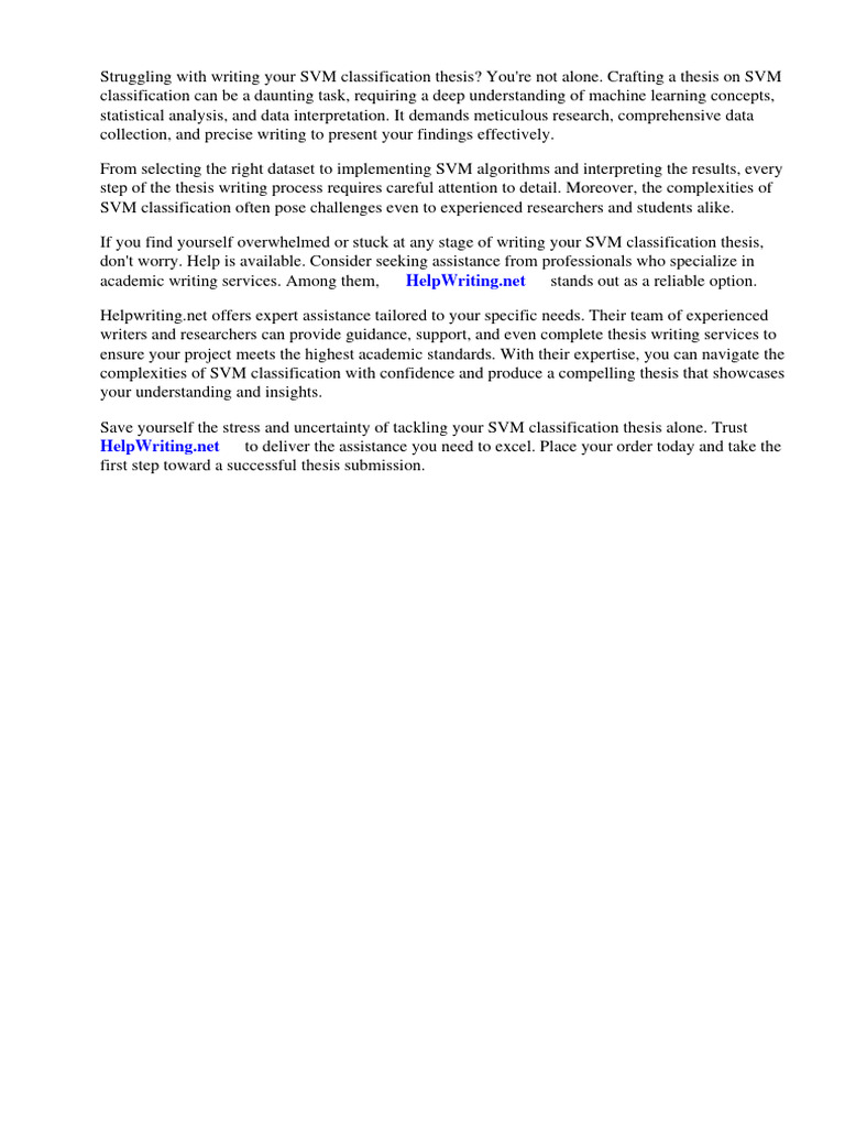 Svm Classification Thesis Pdf Support Vector Machine Statistical Classification