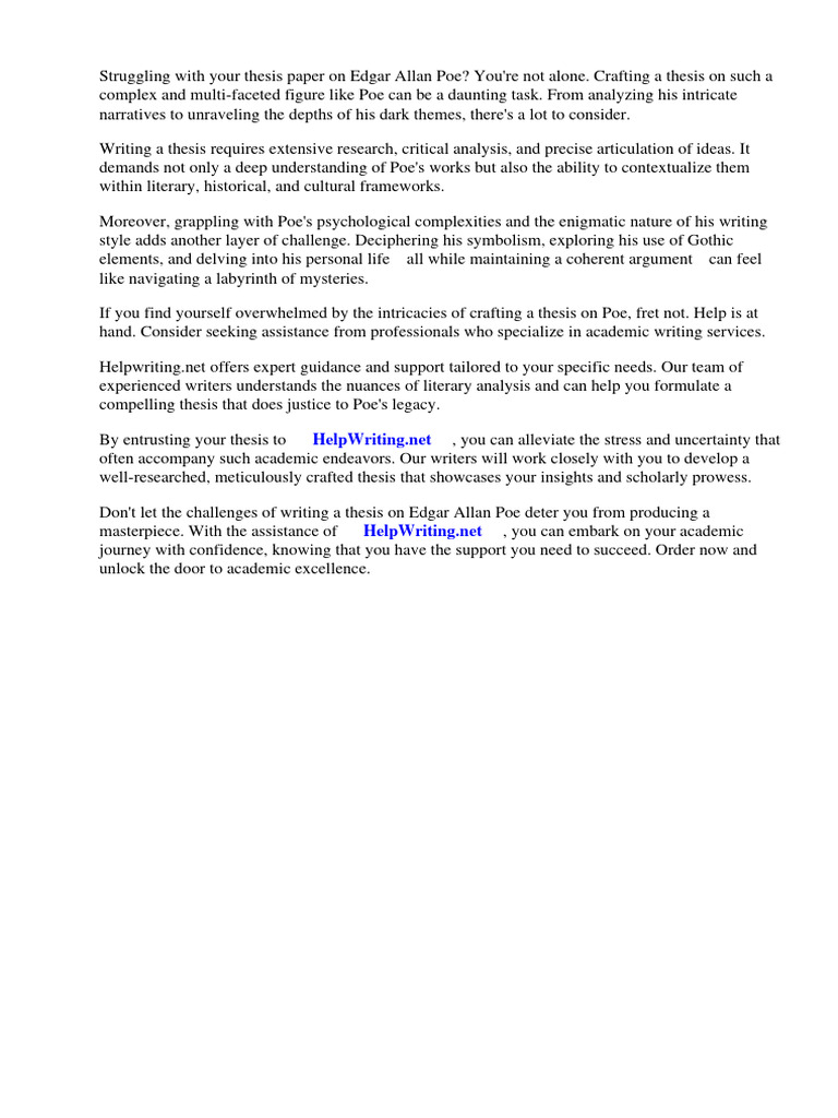 Thesis Paper On Edgar Allan Poe | PDF | The Raven | Edgar Allan Poe