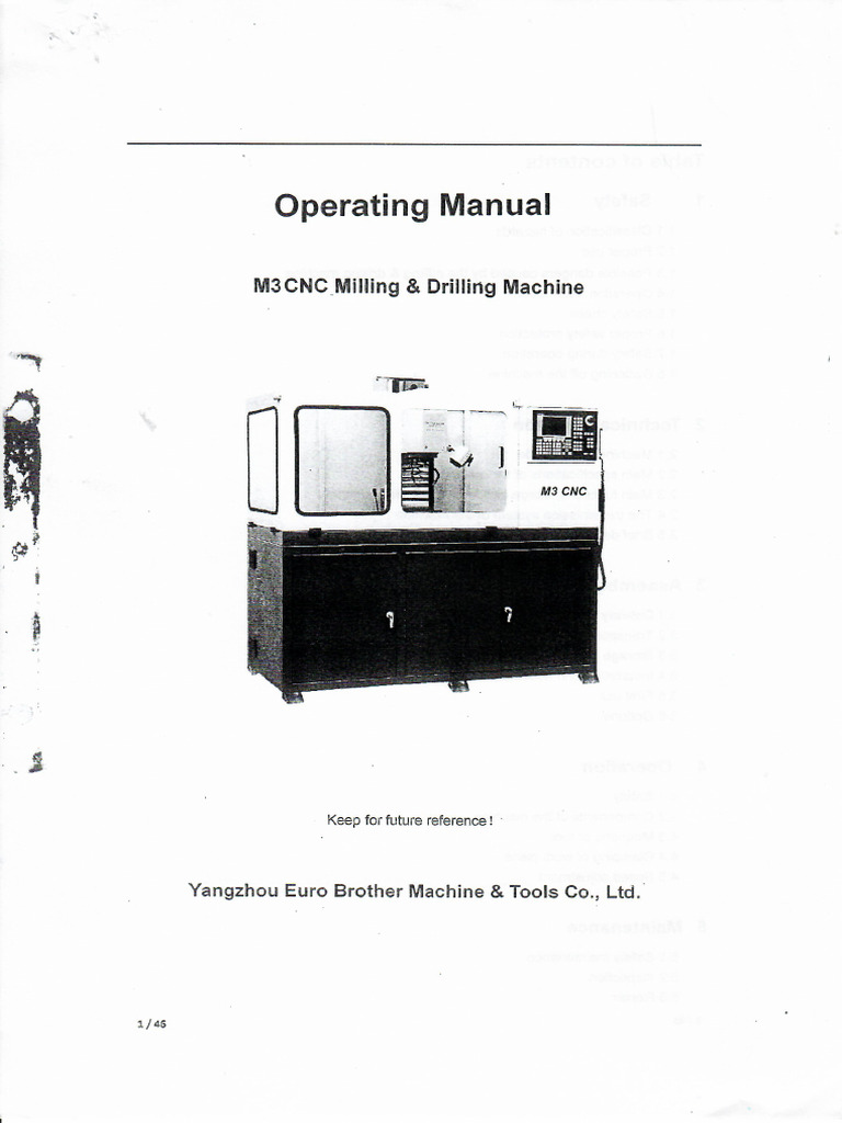 Machine Description Milling J05110519ER | PDF