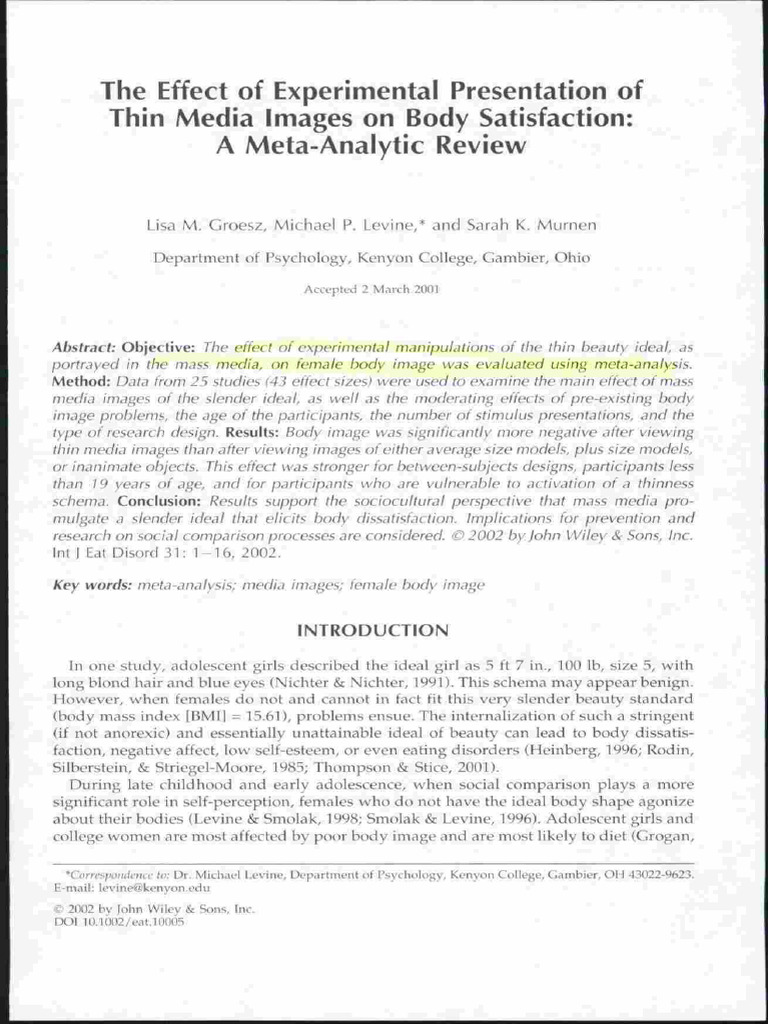 Media and Body Image | PDF